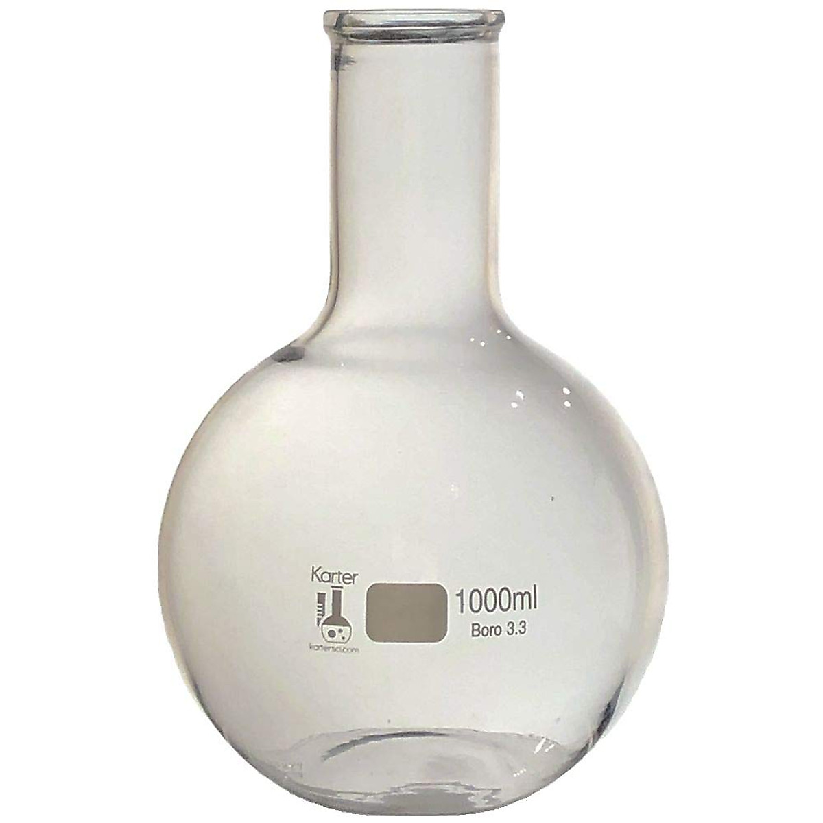 1000ml Boiling Flask, 3.3 Boro. Glass, Flat Bottom, Karter Scientific 250C4 (Single)