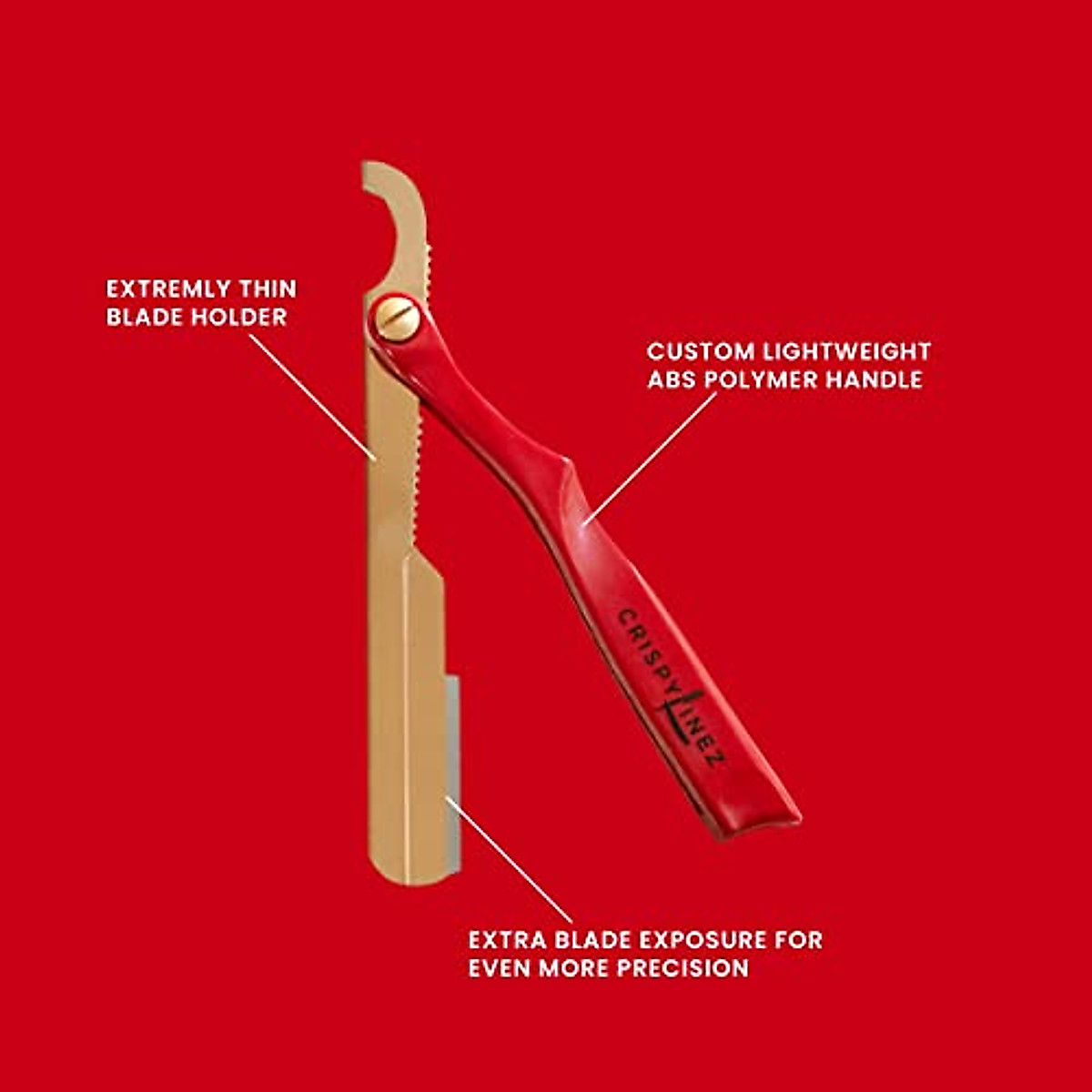 Crispy Linez Barber Turkish Razor | Professional Straight Razor | Extra Blade Exposure (Red & Gold)