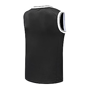 SHAJUNQI Basketball Jersey Men's Mesh Athletic Sports Shirts Training Practice - Blank Team Uniforms for Sports Scrimmage UO-Black White XL