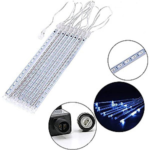 Weepong Meteor Shower Lights Outdoor Christmas Lights UL Certified Falling Rain Lights 12Inch 8Tubes Rain Drop Lights Snowfall Icicle Cascading String Lights for Xmas Holiday Tree Garden Decor Blue