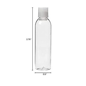6 Oz Clear Dispensing Bottles with Natural Flip Up Disc Caps, 180ml EMPTY Plastic SQUEEZE BOTTLE for Gel, Lotion, Shampoo by Grand Parfums (Pack of 3)