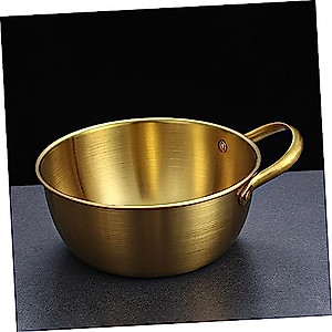 SHOWERORO 1pc Stainless Steel Noodle Bowl Korean Pots for Cooking Saucepan with Lid Portable Garment Steamer Stew Pot Steam Pot Milk Pan Stainless Steel Pot Korean Food Pot Noodle Pot Golden