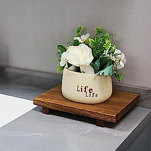 Wood Pedestal Stand & Risers - 9" Wooden Display Stand for Sink Caddy, Soap Tray, & Dish Soap Holder - Bathroom & Kitchen Counter Decor - Antique Walnut Farmhouse Style Tray (9 * 6)