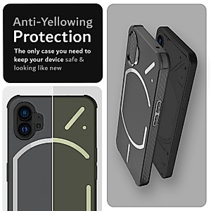 TUDIA Rugged Fit Designed for Nothing Phone (1) Case, [SKN] Shockproof Anti-Yellowing Slim Grip Semi-Transparent TPU Bumper Reinforced Corners Drop Protection for Nothing 1 Phone Case - Frosted Black