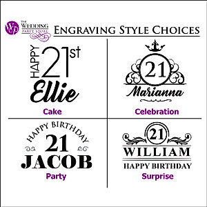 Custom Personalized Twenty First Birthday Flask for 21st Bday Party (Black with Silver)