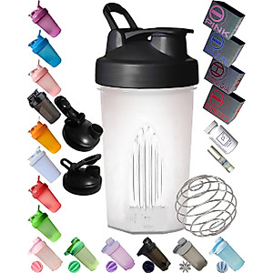 A Small Clear Shaker Bottle w. Black Lid,12Oz/400ml Measurement Marks & Stainless Whisk Blender Mixer Ball,Made of PP5,-4~248 °F,Perfect for Nutrition/Protein/Keto/Juice Powder Shaking, 0XP3W