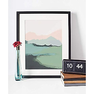 Mountain View, Minimalist Abstract Art, Blue Green Contemporary Wall Art For Home Decor, Modern Boho Art Print Poster, Country Farmhouse Wall Decor 11x14 Inches, Unframed (Mountain View #1)