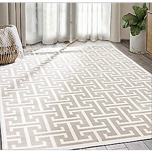 Abani Contemporary 3D Beige & White Geometric Area Rug - Modern 7'9" x 10'2" Arto Collection Neutral Rug Rugs