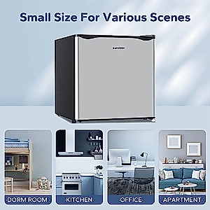 BANGSON Small Refrigerator,1.6 Cu.Ft Mini Fridge With Freezer,Mini Fridge For Bedroom,Mini Fridge For Office,Reversible Single Door,Compact Refrigerator For Office,Apartment,Dorm,Bedroom