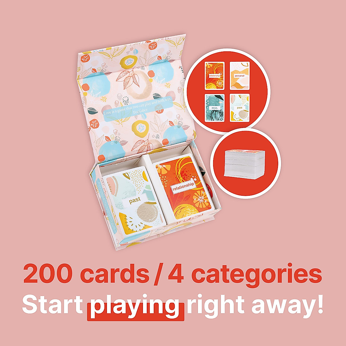 VNS Creations Deeper Connections - 200 Couples Conversation Cards - Build Strong Relationships and Deeper Intimacy - Couples Card Games for Adults - Couple Games for Date Night - Games for Couples