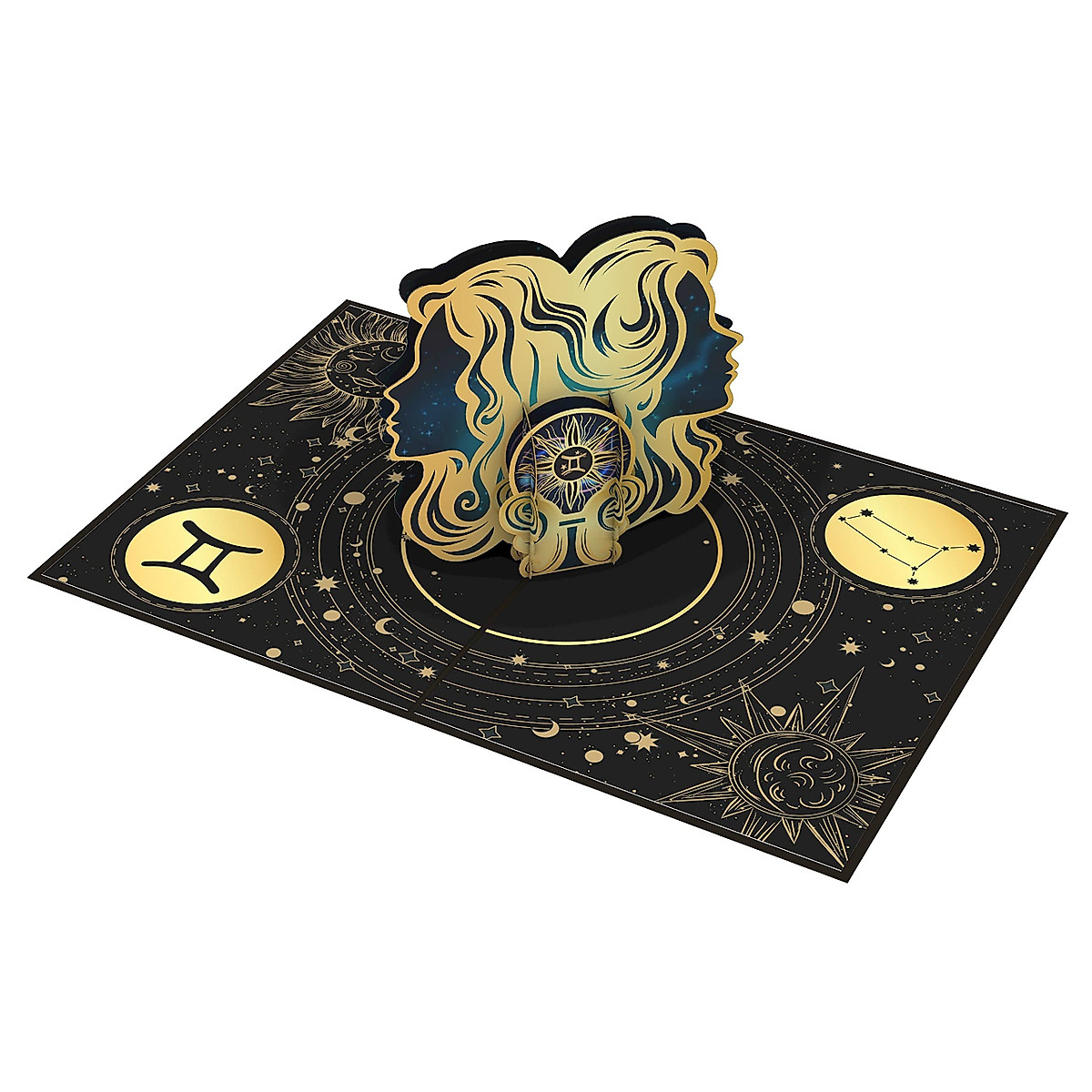 iGifts And Cards Gemini Zodiac Star Sign Birthday 3D Pop Up Greeting Card - Elegant Zodiac Sign Gift, Unique Birthday Present, Astrology Enthusiasts Surprise Celebration, Twin-Themed Party, 5x7
