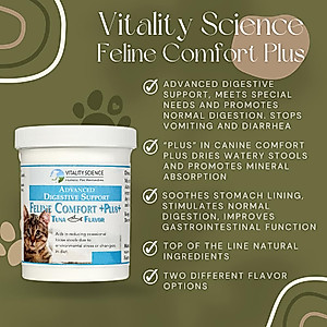 Vitality Science - Feline Comfort Plus, Extra Drying Digestive Aid, GI Support Helps with Vomiting and Diarrhea, 100% Additive Free (Liver, Large)