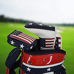LAISUNTIM Golf Blade Putter Head Cover, USA Stars and Stripes Golf Putter Headcover with Magnetic Closure