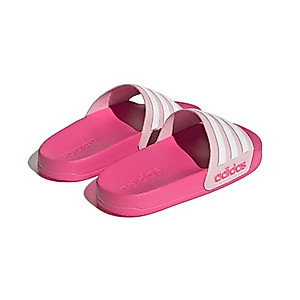adidas Adilette Shower Slide Sandal, Clear Pink/White/Lucid Pink, 3 US Unisex Little Kid