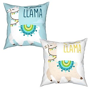 Cartoon Alpaca Throw Pillow Covers Set of 2 Cute Llama Pillow Covers Soft Pillowcase Home Decor Blue and Beige Pillow Covers Sofa Cushion Cover for Living Room Bedroom Garden 18x18 Inch