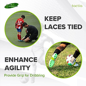 Tactia Soccer Lace Bands Youth – Premium Silicone – Soccer Cleat Lace Bands, Cleat Lace Covers, Lace Bands for Soccer Cleats, Soccer Shoe Lace Bands (2 Pairs, Youth, Green & Red)