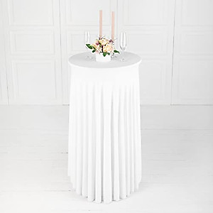 Round cocktail table skirt, white table cloth for highboy table, round tablecloth, spandex fitted table covers for 24 in tables, small corner table cover for high top party or wedding table