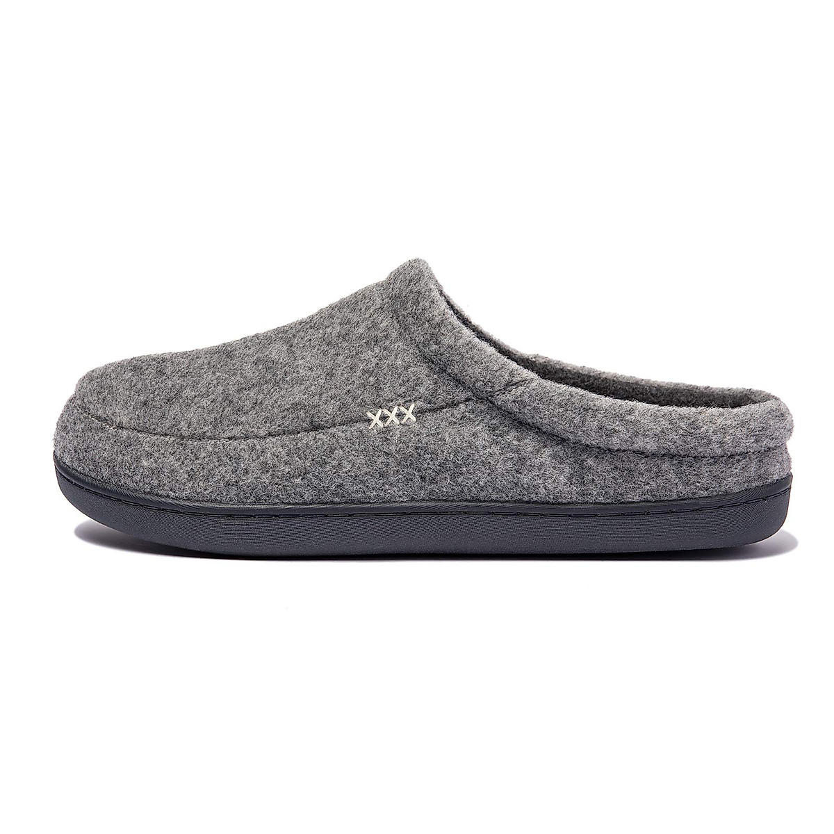 NewDenBer Men's Cozy Memory Foam Slippers Soft Felt Wool Slip on Indoor Outdoor Clog House Shoes (10-10.5 D(M) US, Grey)