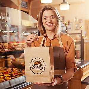 Moretoes 90pcs Kraft Paper Bags 10x5x13 Inches Brown Paper Gift Bags with Handles Bulk, Shopping Bags, Retail Bags for Small Business, Birthday Wedding Party Favor Bags, Merchandise Bags