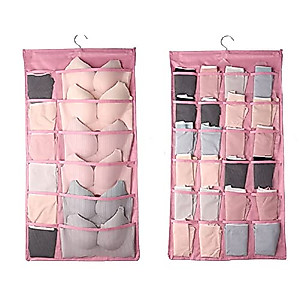 ZaYow 36 Pockets Closet Hanging Organizer with Mesh Pockets Double Sided Underwear Panty Socks Storage Bag with Hanger