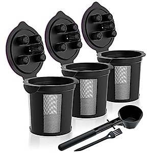 Reusable K Cups for K-Slim, Keurig Supreme, K-Supreme Plus with Coffee Scoop Funnel by PureHQ - Refillable Kcup for Keurig Supreme Coffee Maker - MultiStream Coffee Pods Filter - 3 Pack