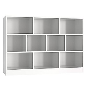 Cozy Castle White Bookshelf, 3-Tier Open Shelf Bookcase, 10 Cube Storage Organizer with Anti-Tilt Device, Freestanding Book Storage Shelves for Bedroom, Living Room