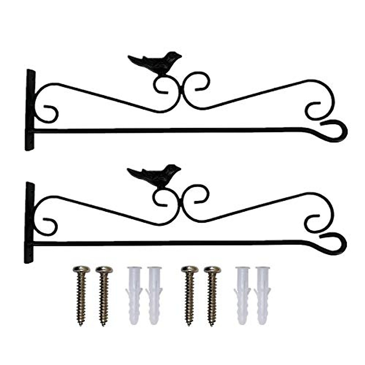 2 Pack Wall Mount Garden Flag Stand Wrought Iron Bird Flag Holder, Post Stand Yard Flag Scroll Hanger, Weather Resistant & Easy Mounting
