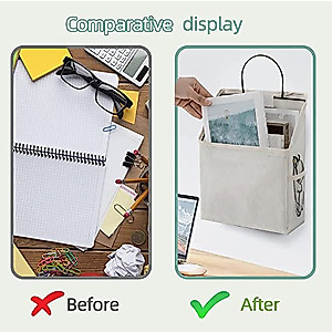 Speusurea 4 Pack White and Gray Wall Hanging Storage Bag Bathroom Closet Hanging Organizer Bag Waterproof Storage Basket with Sticky Hook Contton Linen Over The Door Hanging Organizer Box Pocket