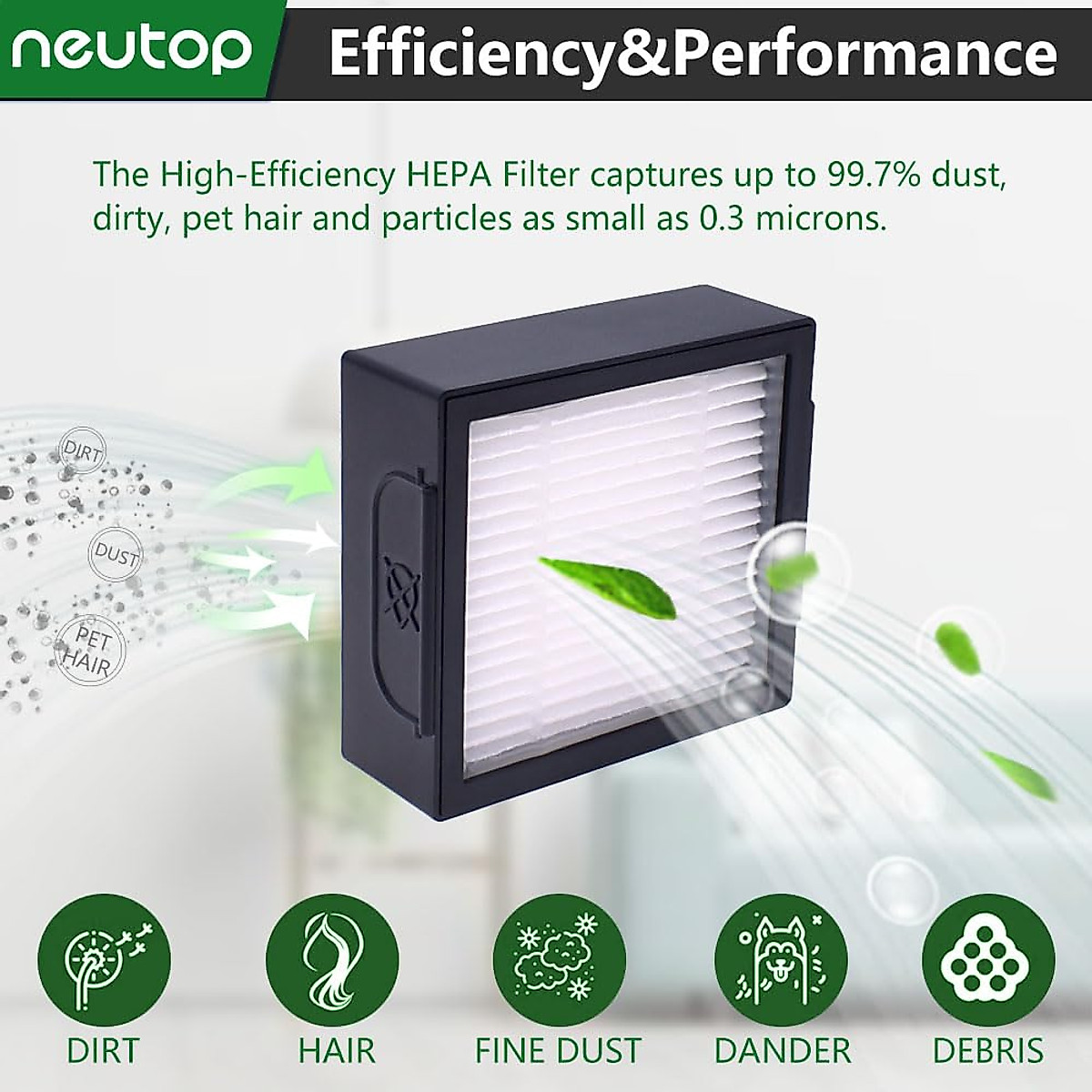 Neutop Filter Compatible with iRobot Roomba Combo j7+, Combo j9+, 10 Max, Robotic Vacuum and Mop Replacement Filter Parts, High-Effiency HEPA, 6-Pack