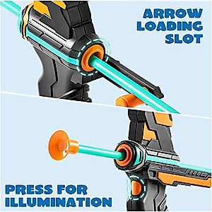 JOYIN Kids Bow and Arrow Set, LED Light Up Archery Toy Set with 9 Suction Cup Arrows, Target & Arrow Case, Indoor and Outdoor Hunting Play Gift Toys for Kids, Boys & Girls Ages 3-12