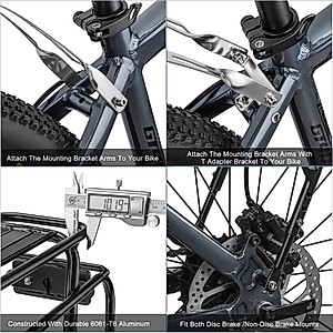 CXWXC Rear Bike Rack - Bike Cargo Rack for Disc Brake/Non-Disc Brake Mount - Bicycle Pannier Rack, Touring Carrier Rack fit 26”-29” and 700c