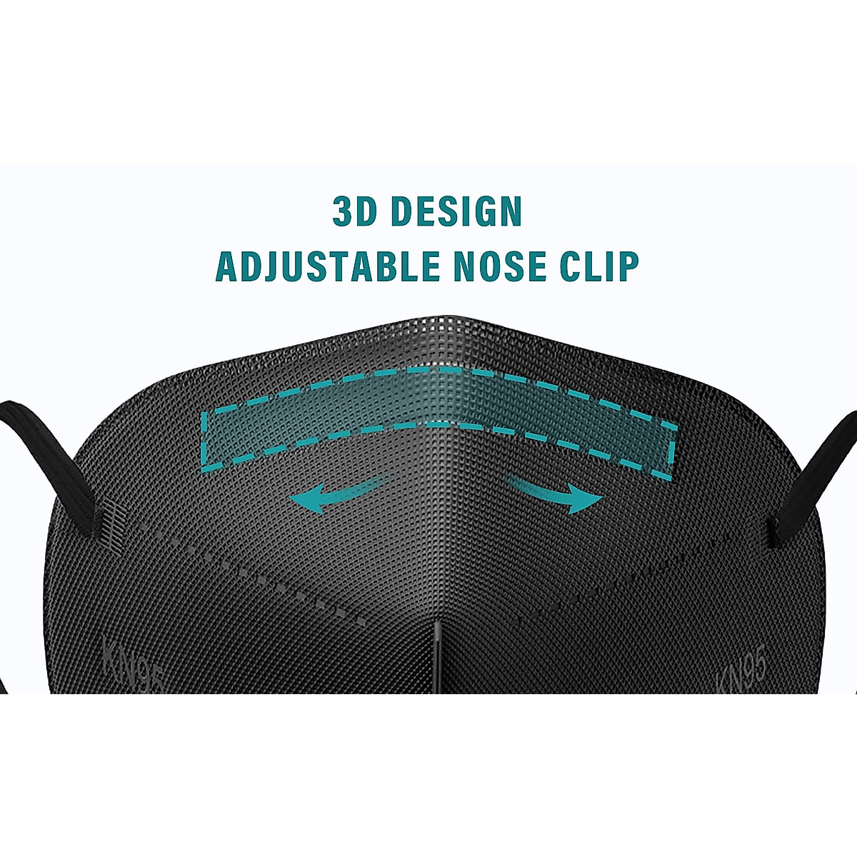 LEMENT 25pcs KN95 Face Mask Black 5 Layer Cup Dust Safety Masks Filter Efficiency≥95% Breathable Elastic Ear Loops Black Masks