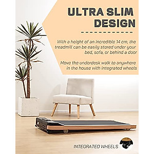Maksone Under Desk Treadmill, Wood Electric Treadmill with Remote Control, Walking Jogging Machine, Installation-Free