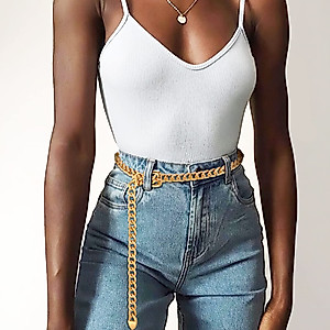 WHIPPY Waist Chain Belt Women Girls Adjustable Weave Body Link Belts for Jeans Dresses Gold M