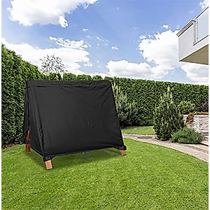 COBOAQG Patio Swing Cover a-Frame Waterproof 72 Inch Outdoor Swing Cover,420D Oxford Fabric UV Resistant Weather Protector for Patio Garden Hammock A-Frame Swing (Black)