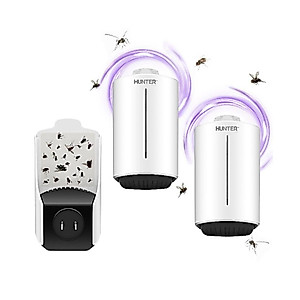 Hunter Fruti Fly Traps for Indoor, Safer UV Light Knit Indoor Catcher, Wall Plug in Device for Home, Flying Insect Trap, Bug Killer Gnats, House Flies, Fruit Flies, (1 Device + 2 Refills Cartridges)