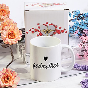 WENSSY Godmother Coffee Mug Godmother Gifts Christmas Birthday Gift for Godmother from Goddaughter Godson Godchild Godmother Proposal Announcement Baptism Keepsake Gifts White 11 Ounce