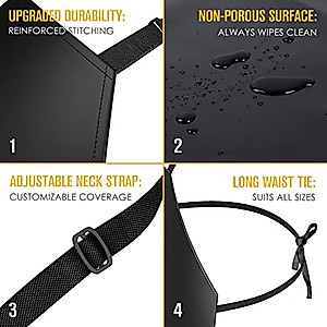 Houseables Heavy Duty Apron, Waterproof Rubber Aprons, 39x26, Vinyl, Plastic, Black, Long, Water Proof & Resistant, Thick Butcher Industrial Bib, For Dishwashing, Dishwasher, Kitchen, Dog Grooming