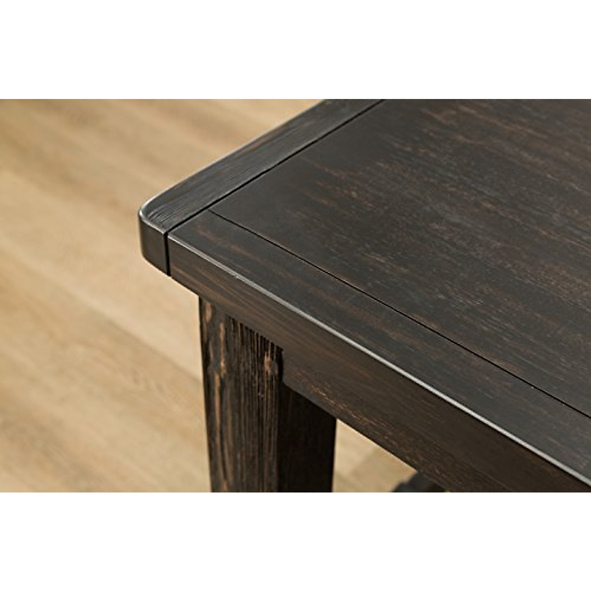 Roundhill Furniture Aneta Antique Black Finished Wood 5-Piece Counter Height Dining Set, Gray