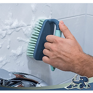 Scrub Brush | Shower Cleaning Brush | Comfort Grip & Stiff Flexible Bristles | Ideal for Cleaning Bathroom, Shower, Kitchen, Sink | Bristle Brush for Household Use, 1 Pack