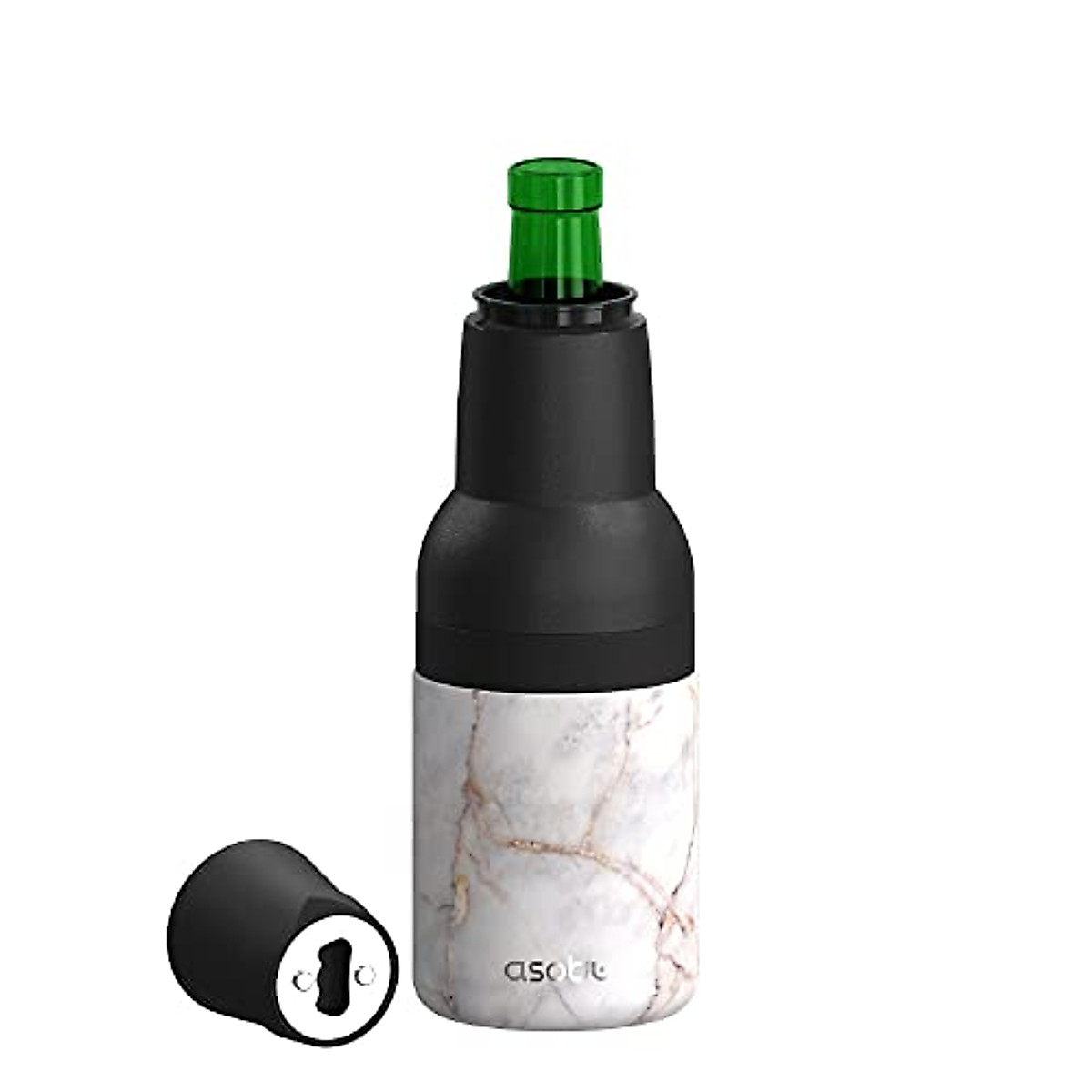 Asobu Frosty Beer Holder 2 Go Vacuum Insulated Double Walled Stainless Steel Beer Can and Bottle Cooler with Beer Opener Eco Friendly and Bpa Free (Marble)