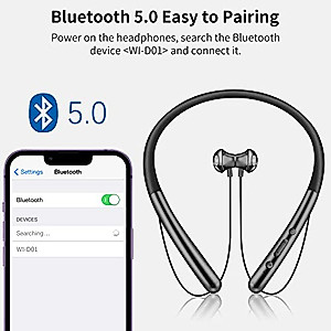 WESADN Bluetooth Headphones Neckband Wireless Earbuds Headset Noise Cancelling with Microphone 20H Playtime Sports Running Outdoor in Ear Headphones for iPhone Android, Black