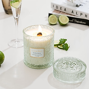 Sea Mint & Spruce Scented Candle, Peppermint Candle, Large Jar Candle Gift, Candle Gift for Holiday, Wood Wick Candle, 19.4 oz