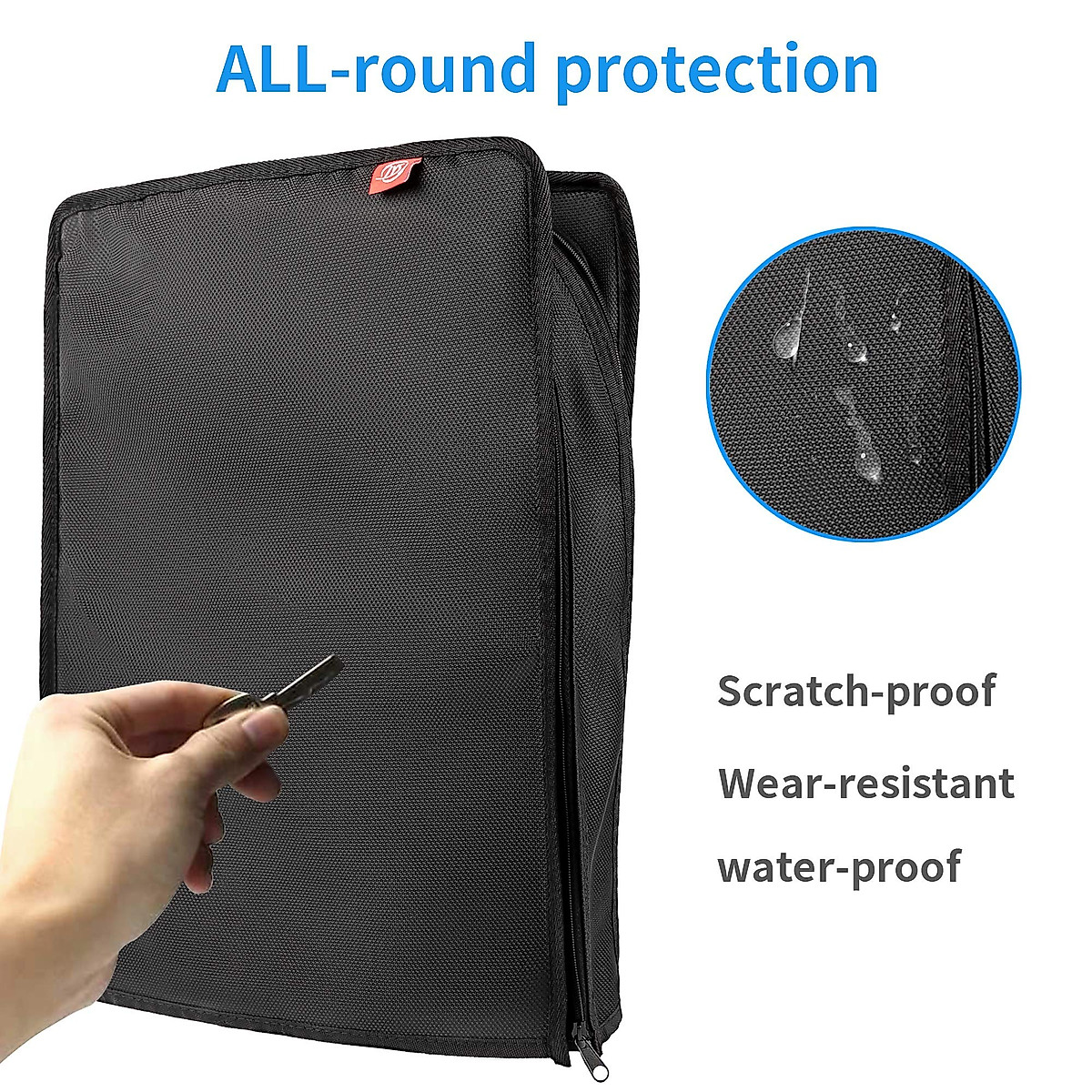 Cybcamo Dust Cover for PS5 Console, Waterproof Nylon Protector Cover with Anti Scratch Soft Velvet Lining for Playstation 5 Console Digital Edition & Regular Edition