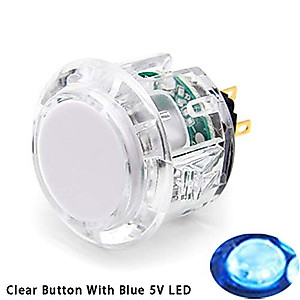 6pcs Original Qanba 30mm LED Arcade Buttons Illuminated Snap In Push Button with Blue LEDs for PC Pac Man Arcade1up Cabinet