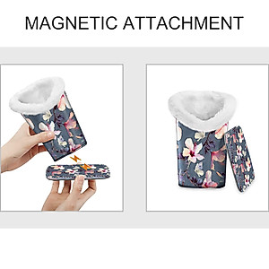 Fintie Plush Lined Eyeglasses Holder with Magnetic Base- Premium Vegan Leather Glasses Stand Case, Blooming Hibiscus