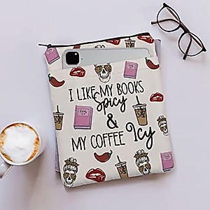 MAOFAED Smut Book Lover Gift Coffee Lover Gift I Like My Books Spicy and My Coffee ICY Book Sleeve Smut Reader Gift (Spicy and Coffee ICY)
