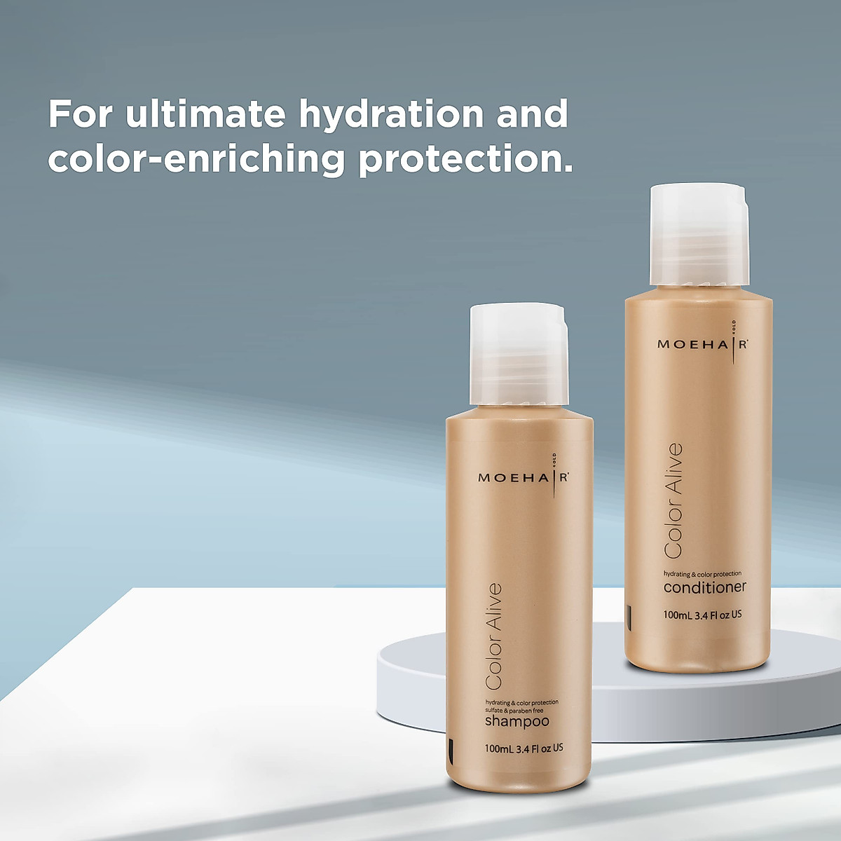 MOEHAIR Travel Color Alive Shampoo And Conditioner Set For Dry and Damaged Color Treated Hair | Sulfate And Paraben Free Color Safe Shampoo And Conditioner | 3.4 Fl Oz (Combo-CALIVE-3.4Fl-101)