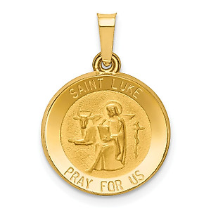 Lex & Lu 14k Yellow Gold Polished and Satin St. Luke Medal Pendant LAL89134
