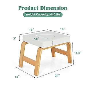 Giantex Yoga Headstand Bench, Upside Down Chair for Balance Training, Body Shaping & Core Strength Building, Inversion Stool w/Solid Wood Frame & Detachable PU Pads, White